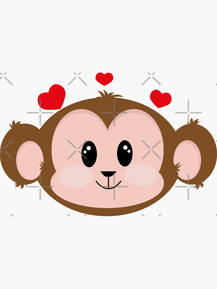 "Cabeça de miquinho com corações vermelhos" Sticker for Sale by ...