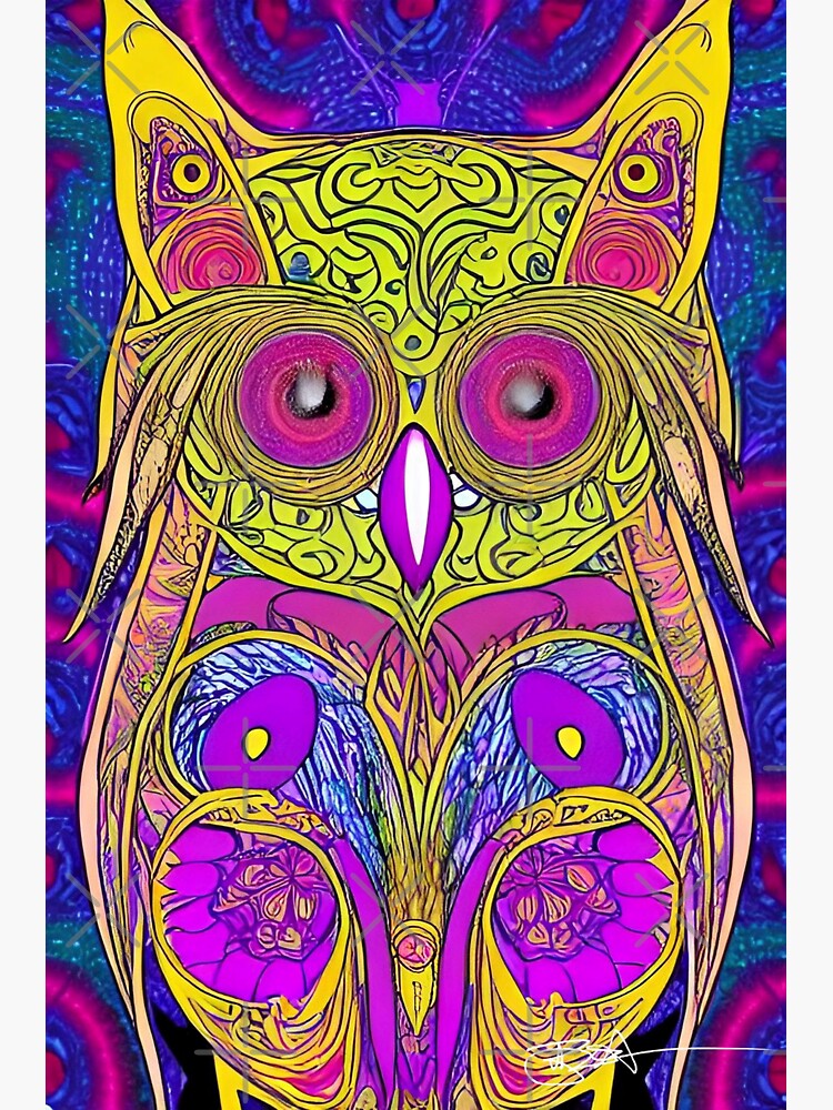"Psychedelic Owl Acid Vibes 6" Sticker for Sale by benitodelray | Redbubble