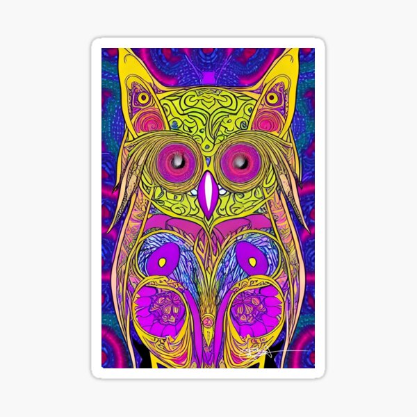 "Psychedelic Owl Acid Vibes 6" Sticker for Sale by benitodelray | Redbubble