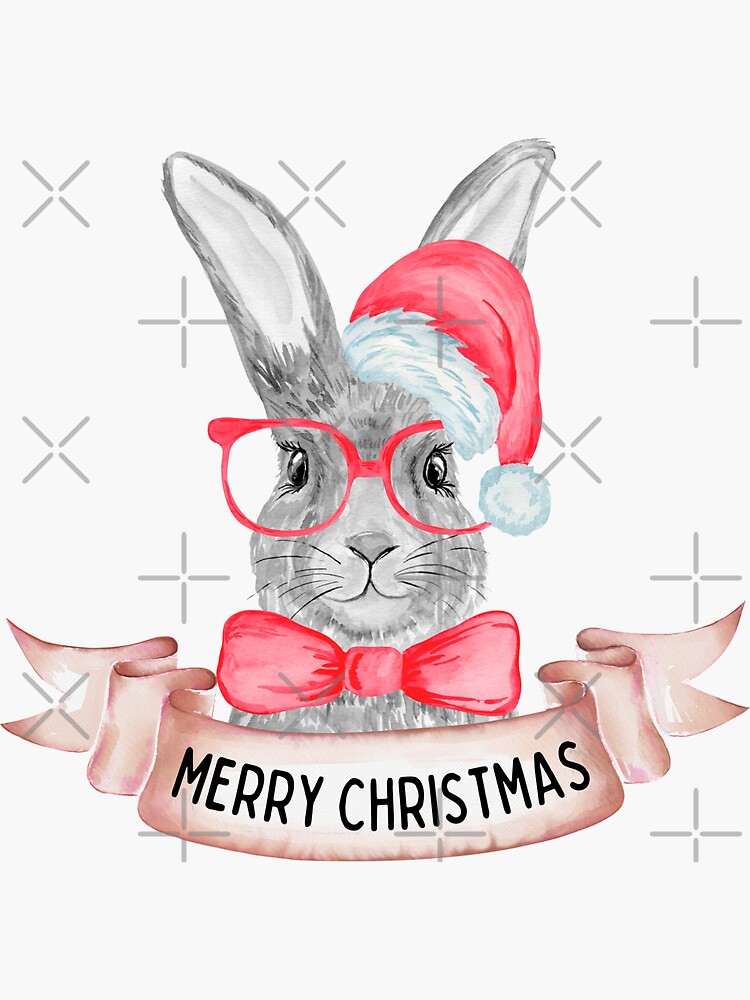 "Merry Christmas Bunny" Sticker for Sale by NinniSilver | Redbubble