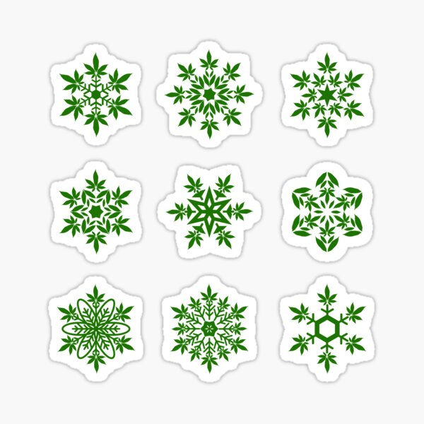 "Snowflakes with Marijuana Leaves Sticker Pack" Sticker for Sale by ...