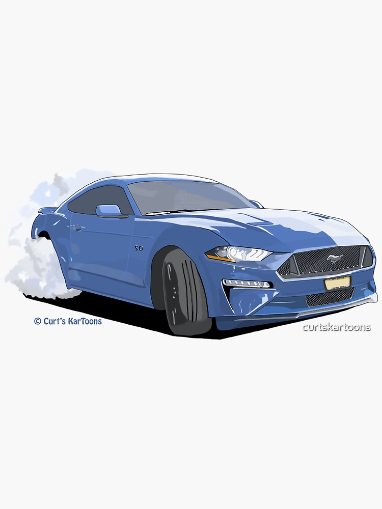 "Blue car" Sticker for Sale by curtskartoons | Redbubble