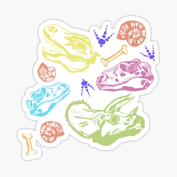 "Neon fossils" Sticker by PrettyPenny | Redbubble