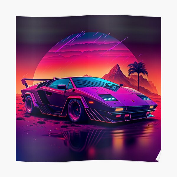"Sport Car Synthwave" Poster for Sale by TortoPlus | Redbubble