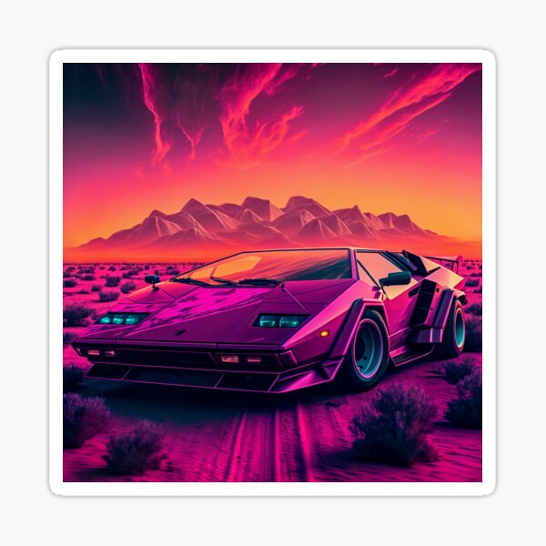 "Sport Car Synthwave" Sticker for Sale by TortoPlus | Redbubble