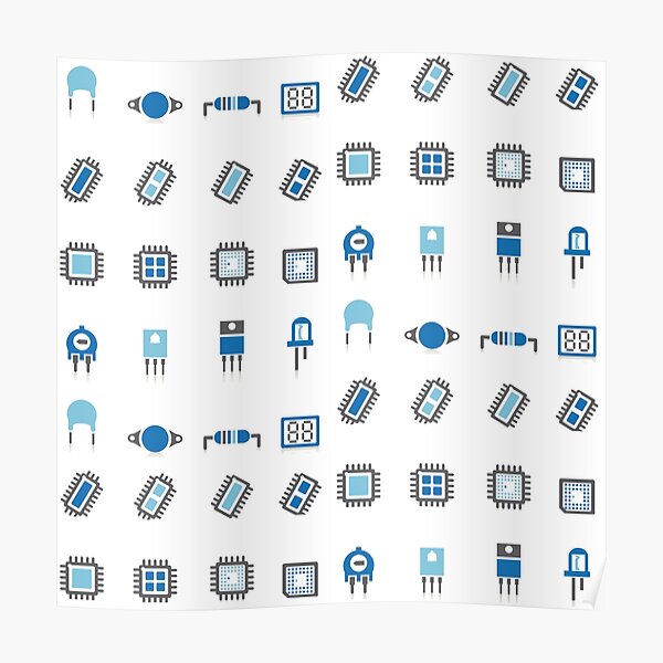 "Electronic pieces programming transistor capacitor resistor" Poster ...