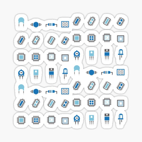 "Electronic pieces programming transistor capacitor resistor" Sticker ...