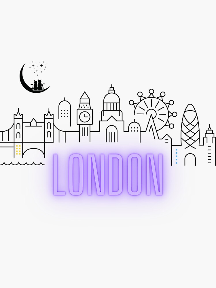 "London UK Moon black cats" Sticker for Sale by Pawboutique | Redbubble