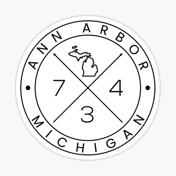 "Ann Arbor Michigan 734 Area Code - Black" Sticker for Sale by ...
