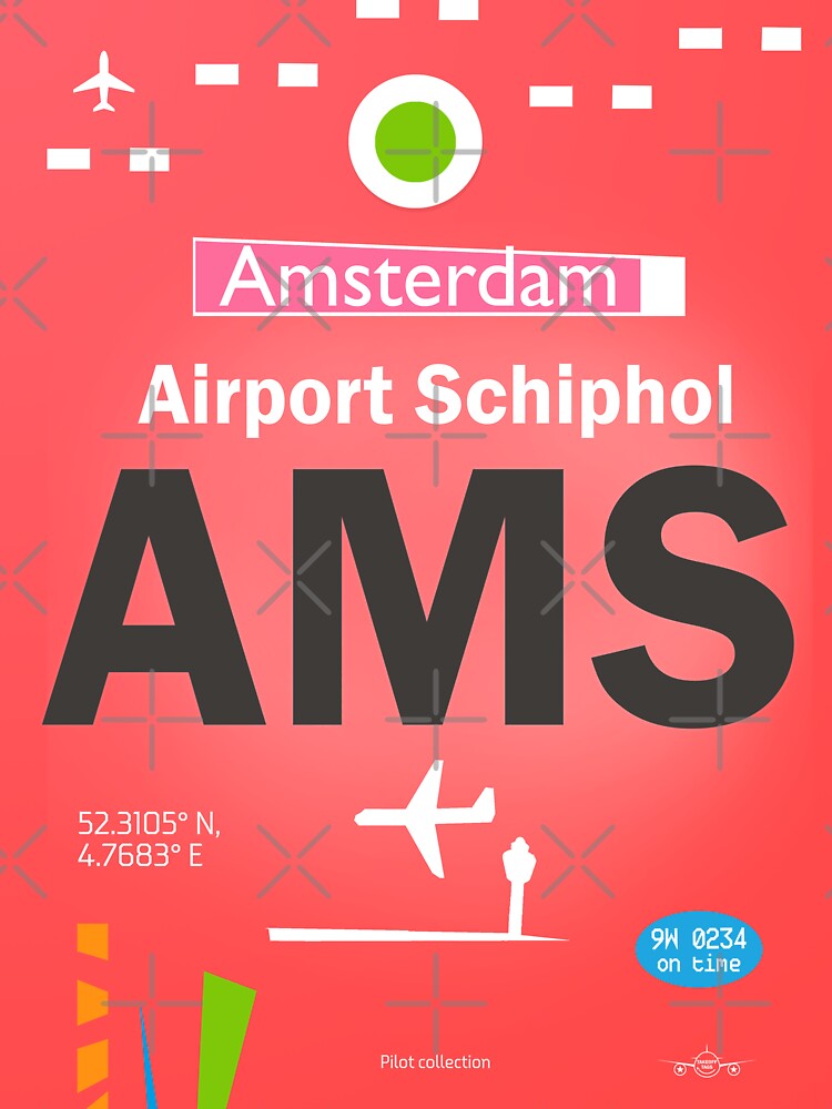 "AMS Amsterdam Schiphol Airport" Sticker for Sale by Aviators | Redbubble