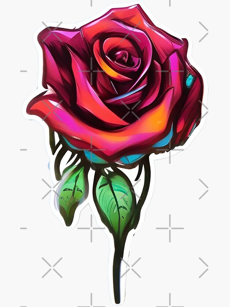 "Beautiful drawing of a cool rose" Sticker for Sale by CattlettArt ...
