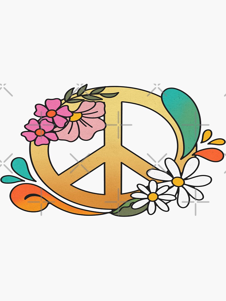 "Peace Sign with Flowers" Sticker for Sale by calibrit | Redbubble