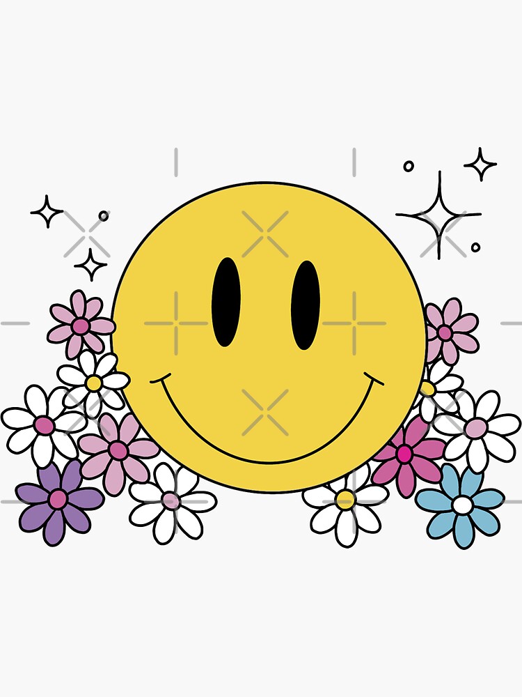 "Preppy floral smiley face" Sticker for Sale by annaguzzo | Redbubble