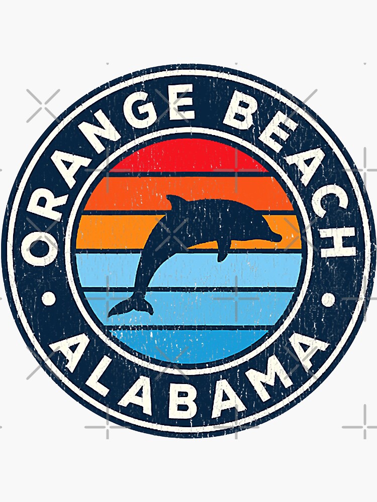 "Orange Beach Alabama AL Vintage Dolphin Retro 70s" Sticker for Sale by ...
