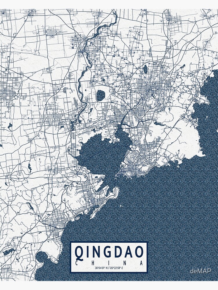 "Qingdao City Map of Shandong, China - Coastal" Poster for Sale by ...