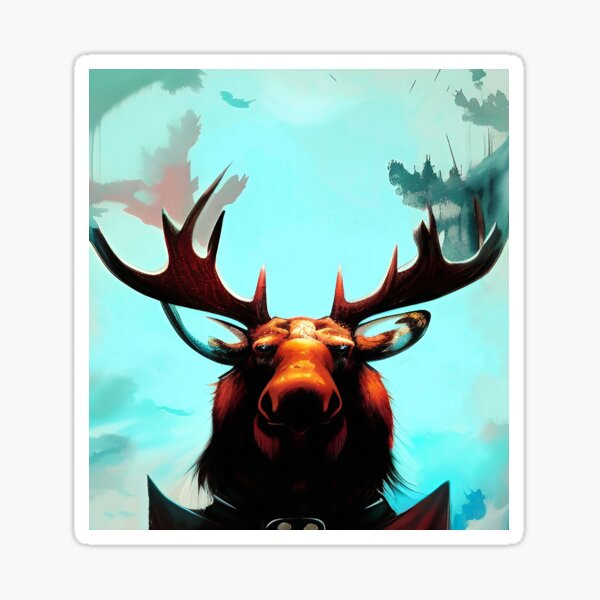 "Big Brown Moose Aqua Blue Sky" Sticker for Sale by deniselynnimage ...