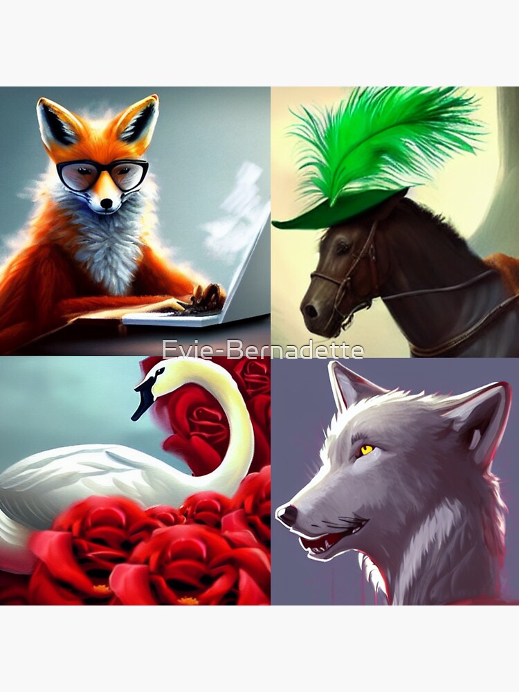 "AI Art CH Animal Collage" Sticker for Sale by Evie-Bernadette | Redbubble