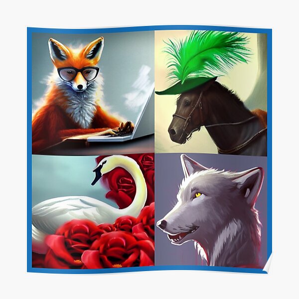 "AI Art CH Animal Collage" Poster for Sale by Evie-Bernadette | Redbubble