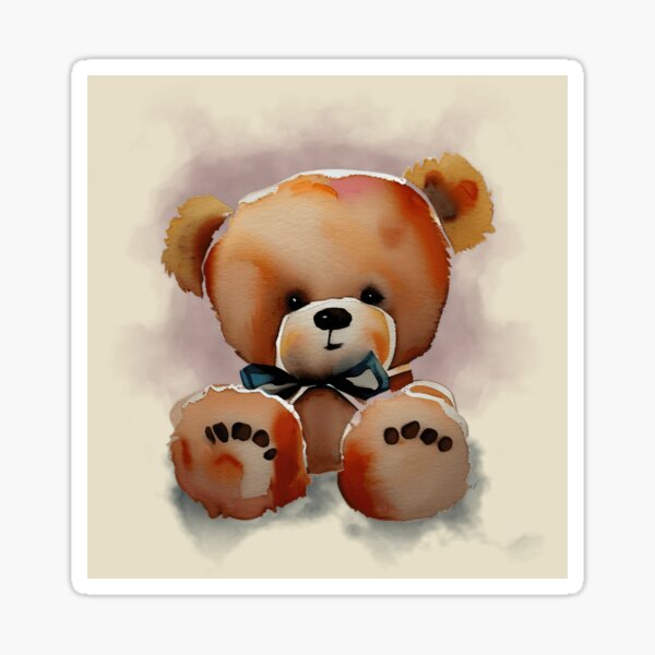 "Cute Teddy Bear Watercolor" Sticker for Sale by i-cottagedesign ...