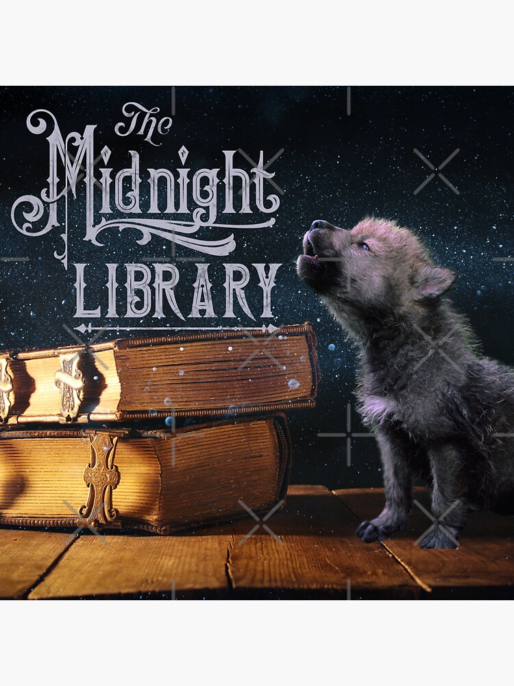"Original Midnight Library Wolf Pup & Books (OUR IMAGE)" Sticker for ...