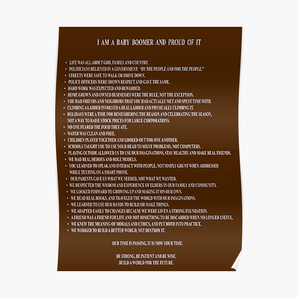 "I Am A Baby Boomer and Proud Of It - Word Art" Poster by barrysart ...