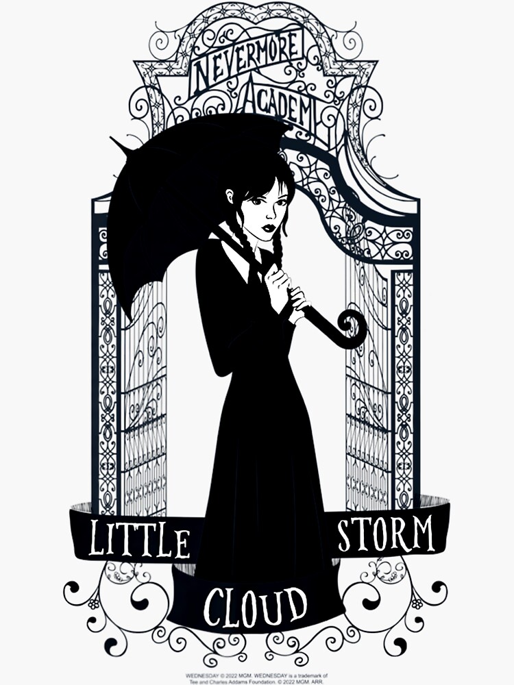 "Wednesday Little Storm Cloud Nevermore Academy Gates" Sticker for Sale ...