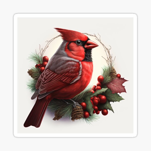"Festive Cardinal Winter Holidays / Christmas Gifts" Sticker for Sale ...