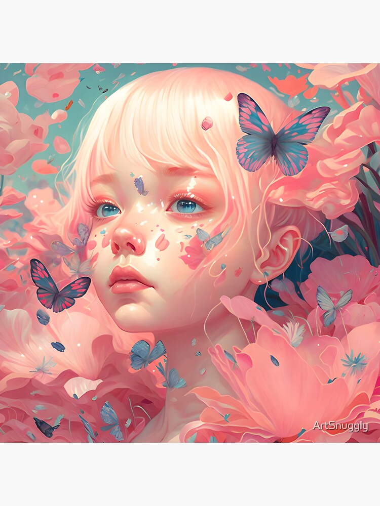 "Flower Power Girl Dreamt Butterfly High Resolution " Sticker for Sale ...