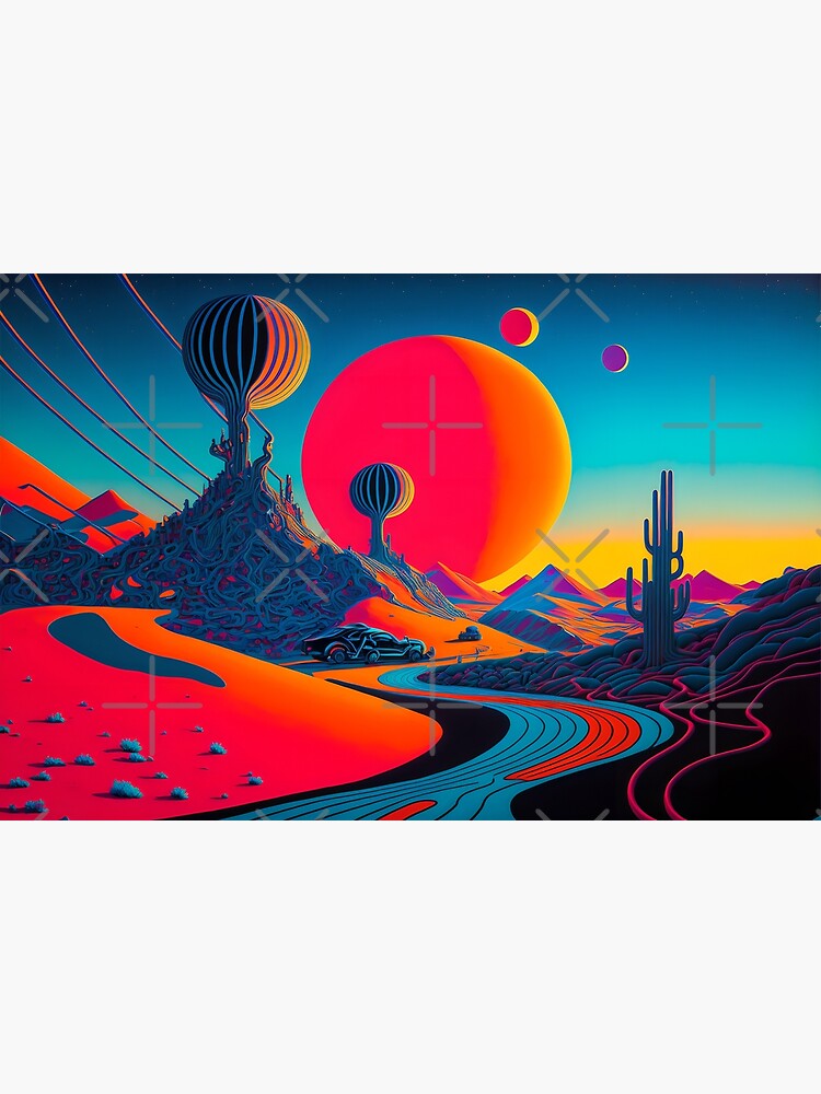 "Hippy Trippy world landscape Psychedelic Retro vibrant colours" Poster ...