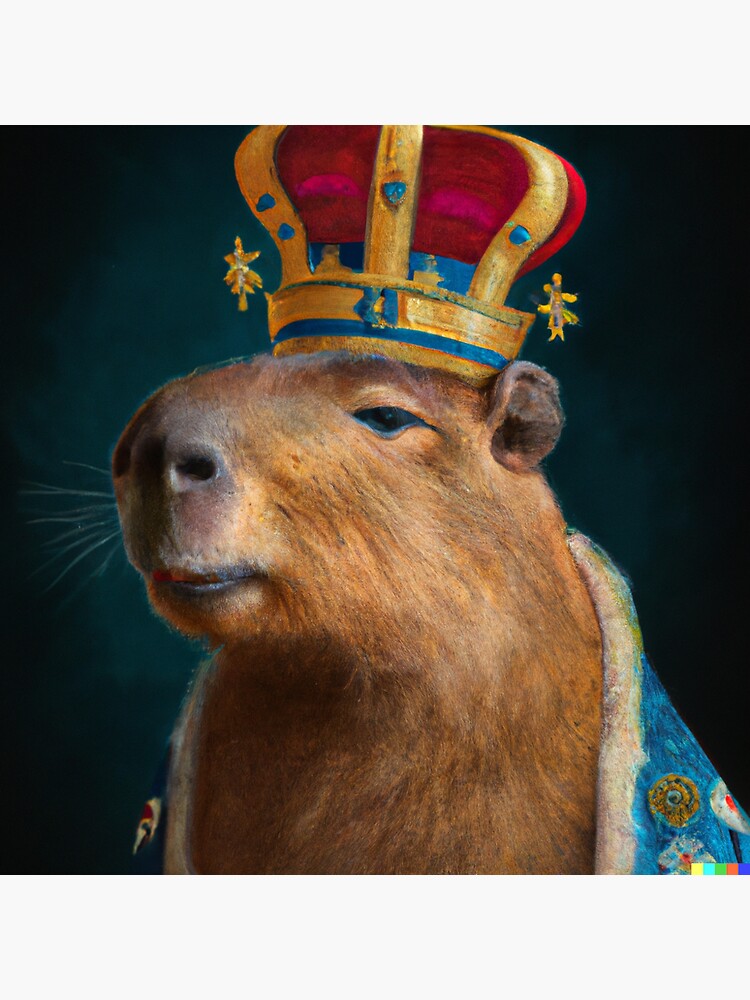 "an oil painting portrait of a capybara wearing medieval royal robes ...
