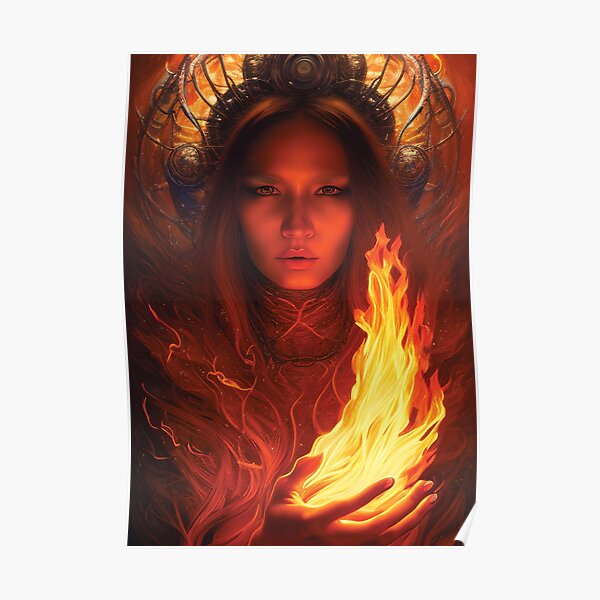 "Beautiful Fire Mage | Fantasy Artwork | Pyromancer | Fire Sorceress ...