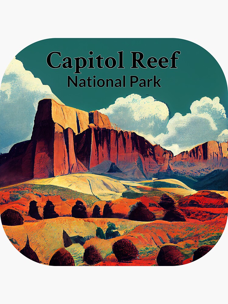 "Capitol Reef National Park Poster Art Design Illustration " Sticker ...