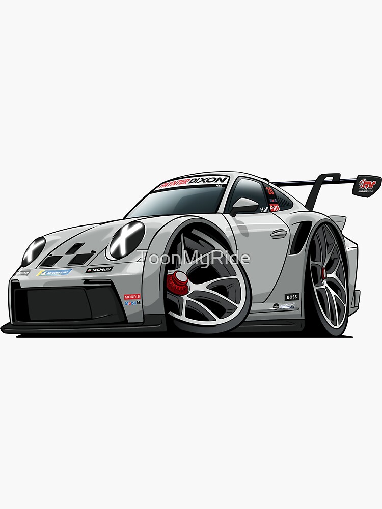"Hall GT3 Cup Race Car" Sticker for Sale by ToonMyRide | Redbubble