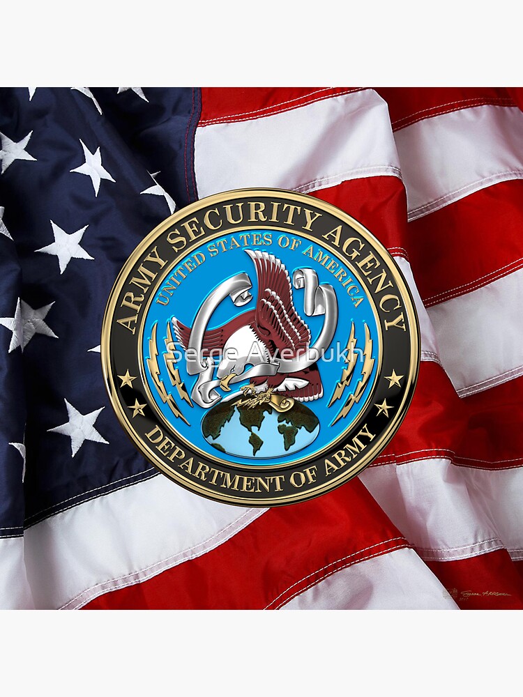 "U.S. Army Security Agency - ASA Emblem over American Flag" Sticker for ...