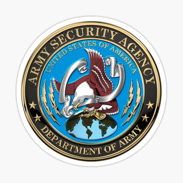"U.S. Army Security Agency - ASA Emblem over Blue Velvet" Sticker for ...