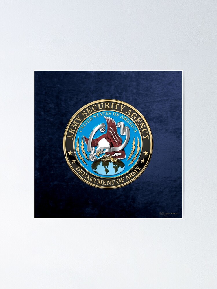"U.S. Army Security Agency - ASA Emblem over Blue Velvet" Poster by ...