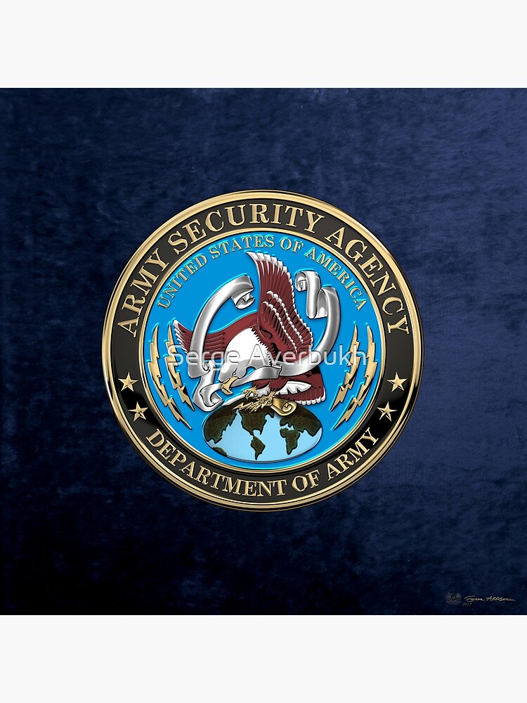 "U.S. Army Security Agency - ASA Emblem over Blue Velvet" Art Board ...