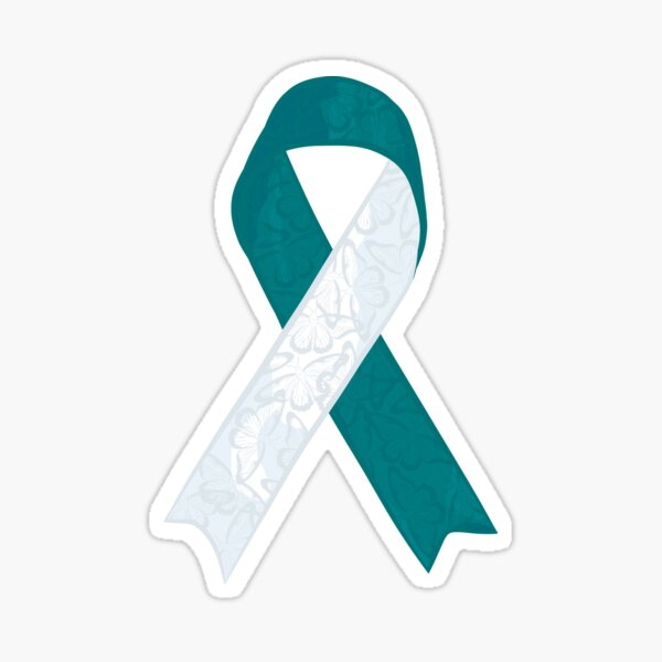 "Cervical Cancer Awareness Ribbon With Butterfly Print" Sticker for ...