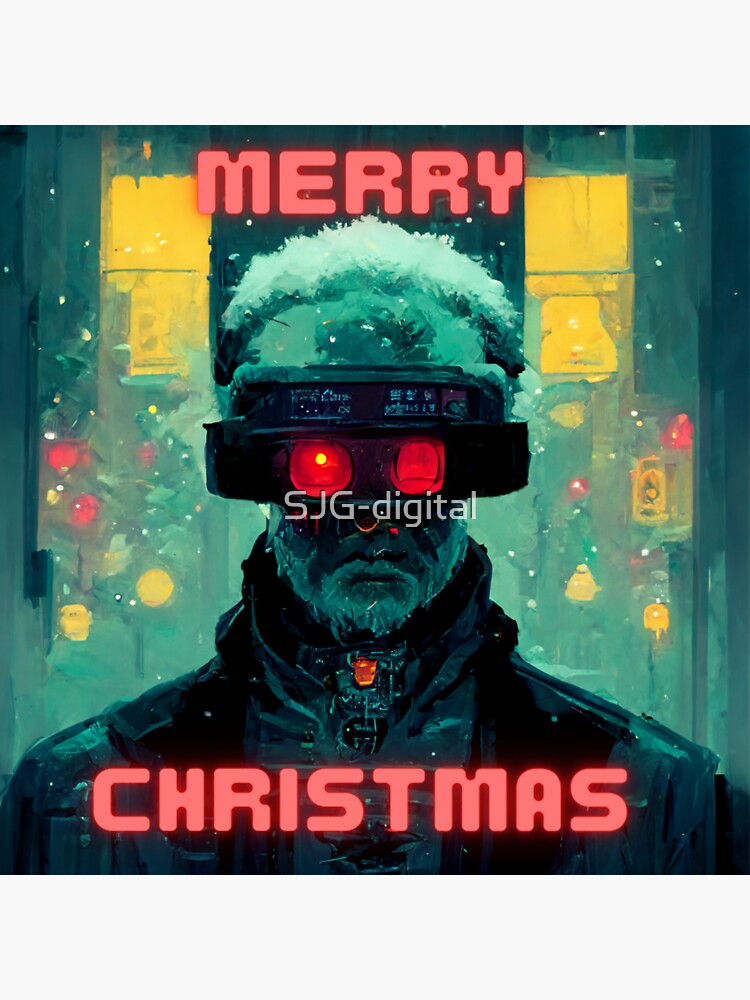 "Cyberpunk santa claus Merry Christmas " Sticker for Sale by SJG ...