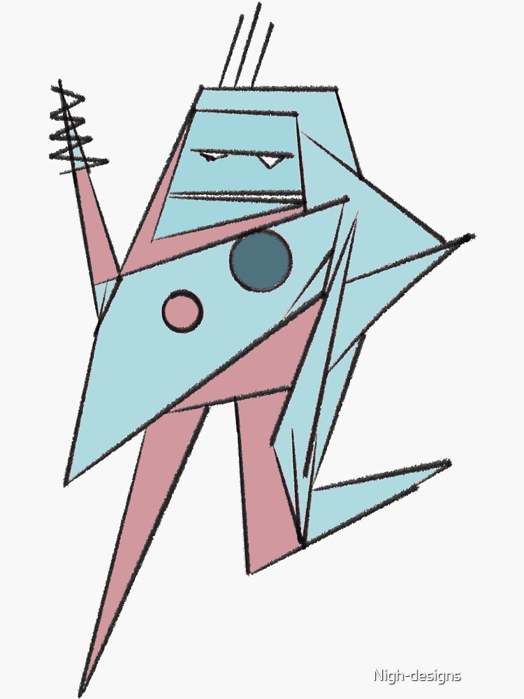 "Zap the robot blue and pink" Sticker for Sale by Nigh-designs | Redbubble