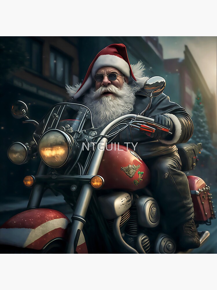 "Cartoon Biker Santa Claus " Sticker for Sale by NTGUILTY | Redbubble