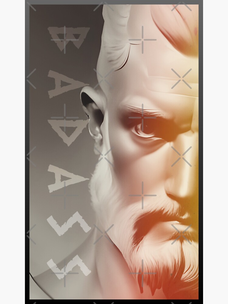 "Badass Man B&W" Sticker for Sale by TheAgkap | Redbubble