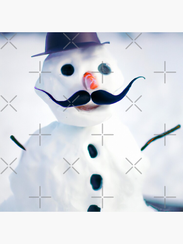 "funny snowman with mustache and carrot (artificial art ) " Sticker for ...