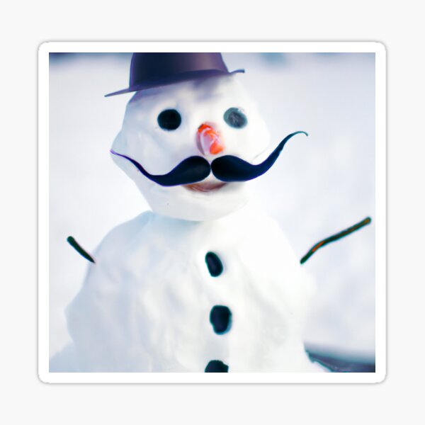 "funny snowman with mustache and carrot (artificial art ) " Sticker for ...