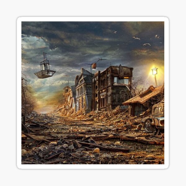 "Post apocalyptic scene" Sticker for Sale by Metaverse8 | Redbubble