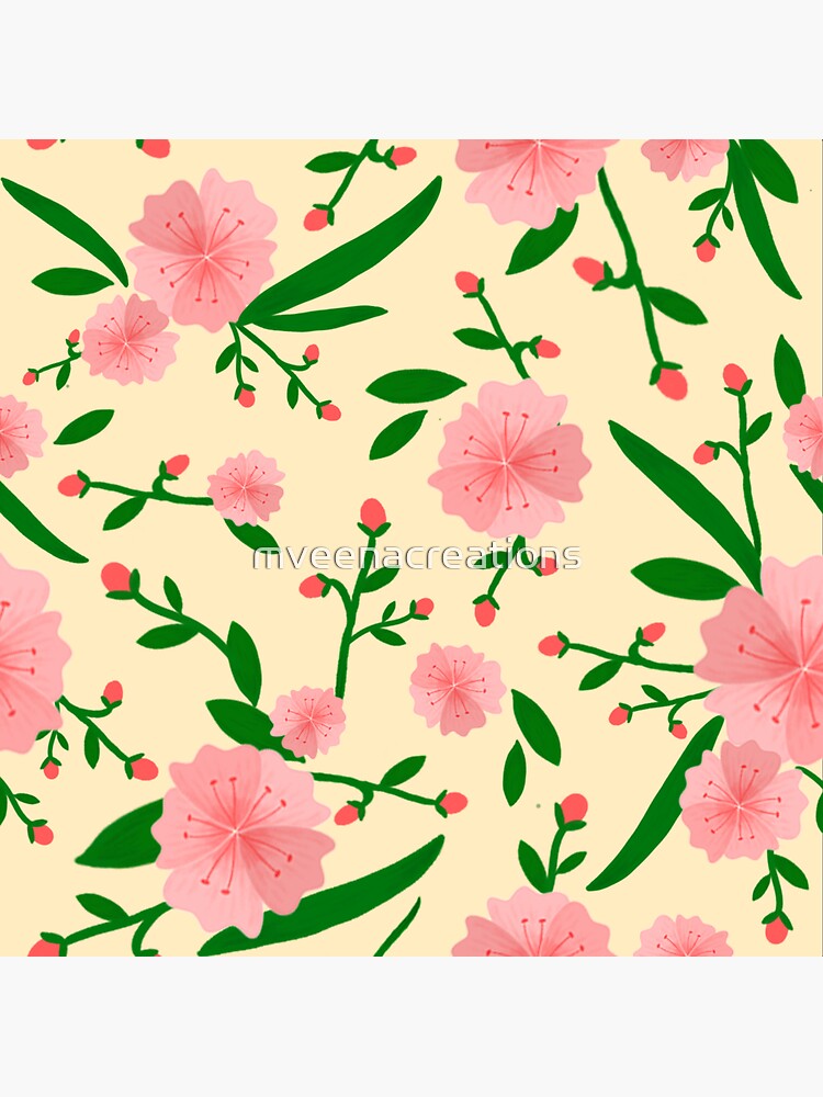 "Pink Floral Pattern" Sticker for Sale by mveenacreations | Redbubble