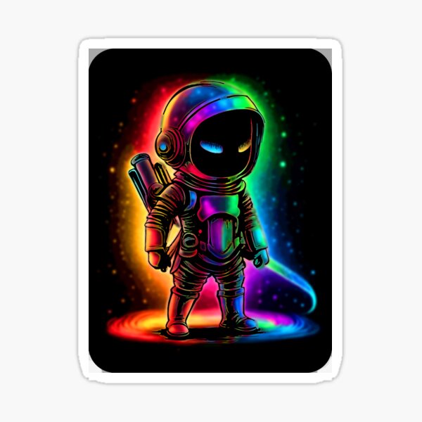 "Cartoon spaceman in rainbow colors" Sticker for Sale by Artoft | Redbubble