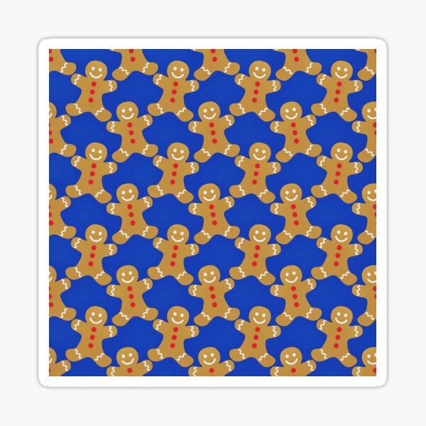 "Blue background Gingerbread Man Teal Background Wallpaper" Sticker for ...