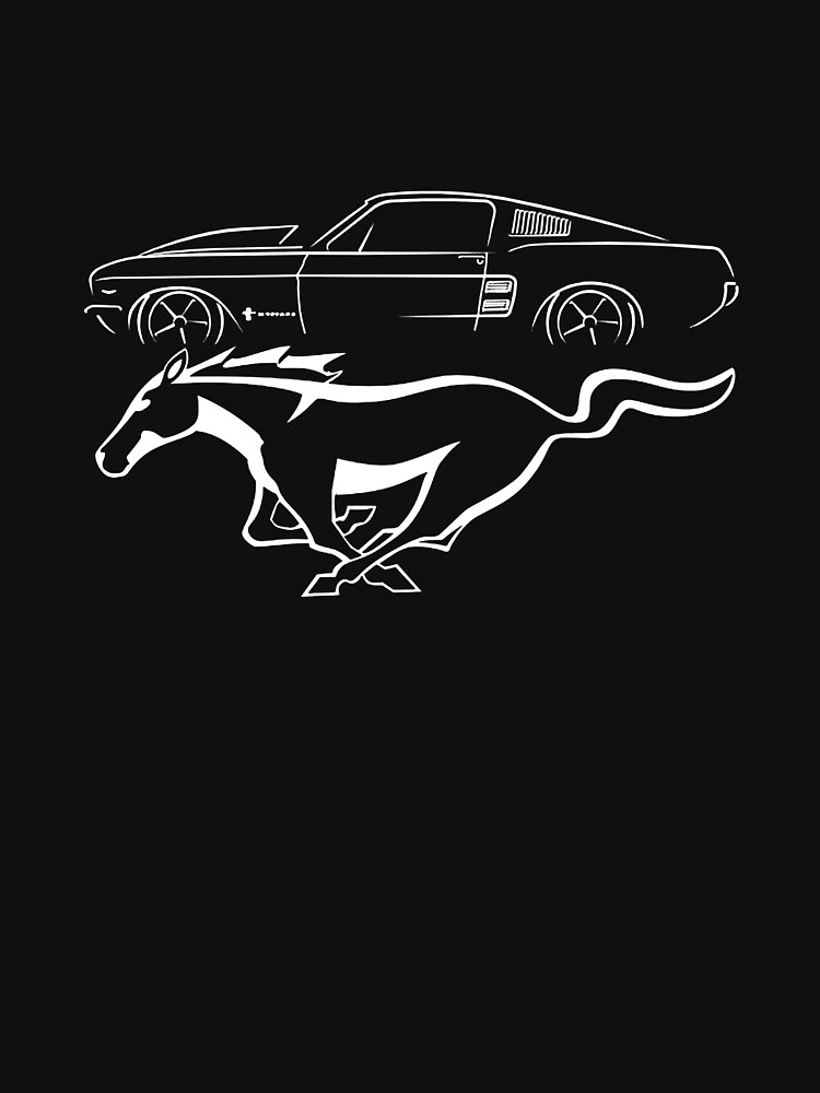 "Ford Mustang Emblem - stencil, white" T-shirt for Sale by HASSANIYATT ...