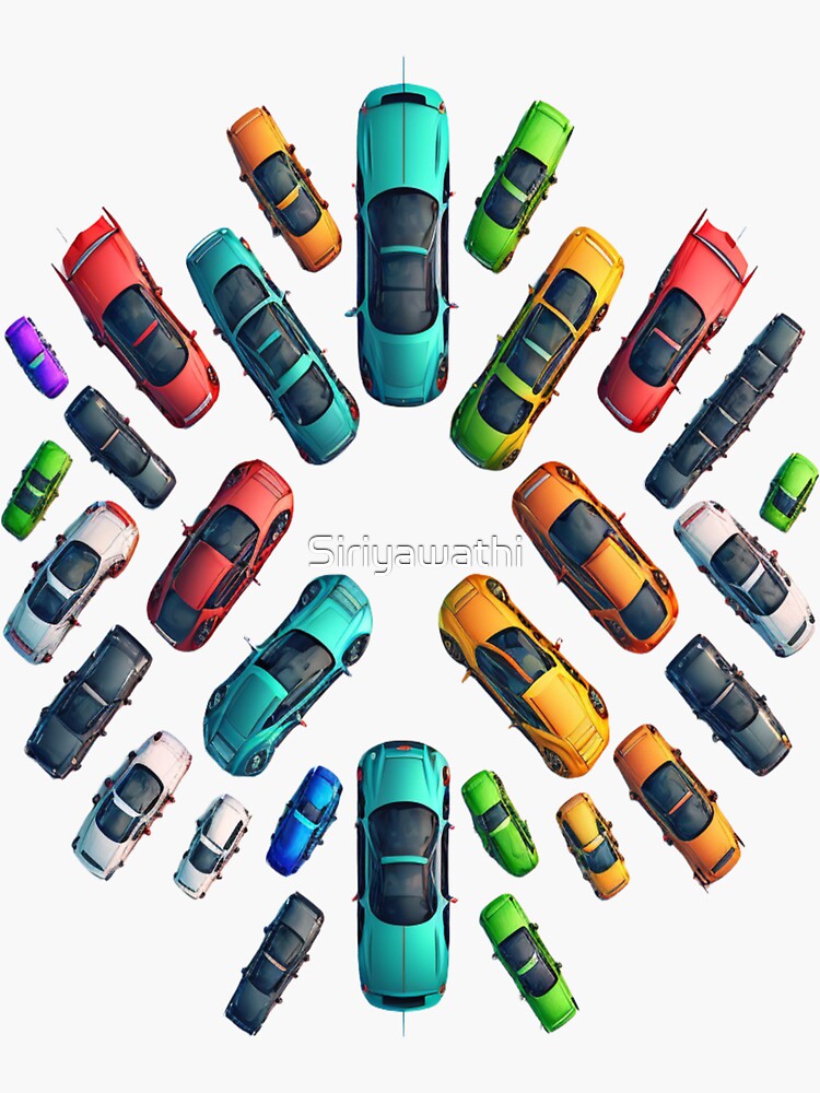 " Cars Aligned On A Grid" Sticker for Sale by Siriyawathi | Redbubble